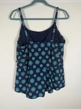 Lands' End | Swim | Lands End Navy And Teal Floral Tiered Swim Tankini ...